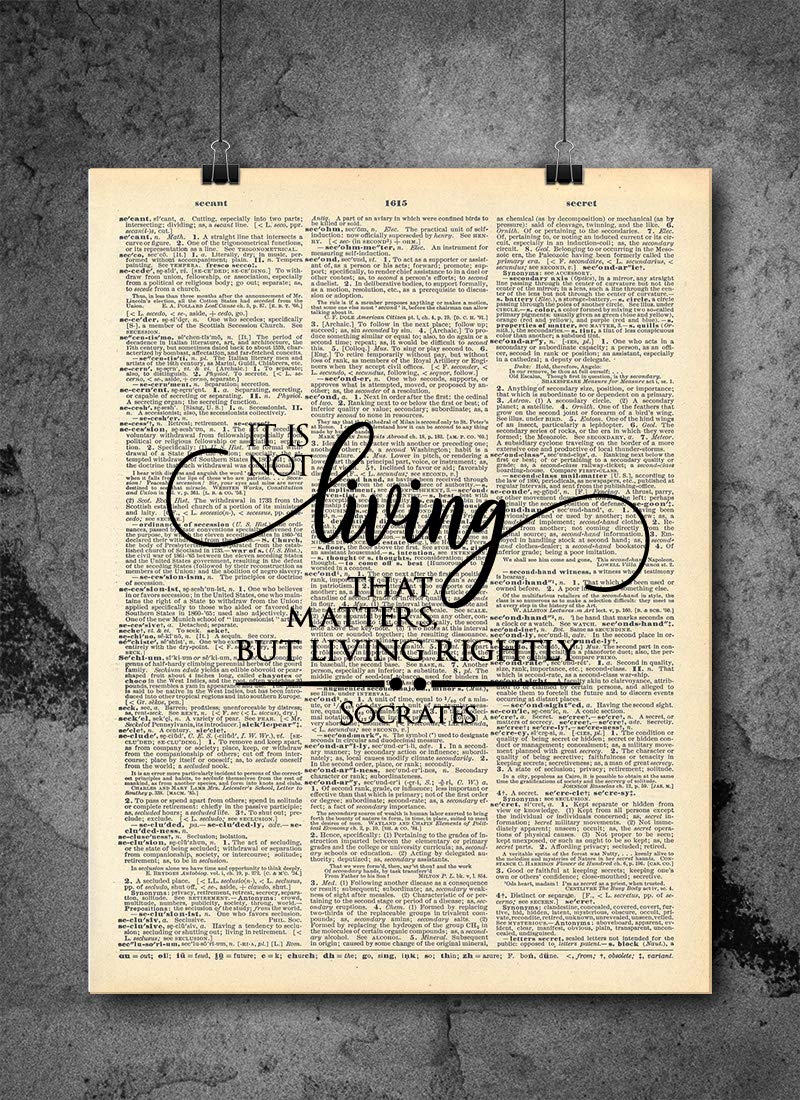 Amazon.com: Socrates Living Rightly - Stoic Quote Art - Vintage ...
