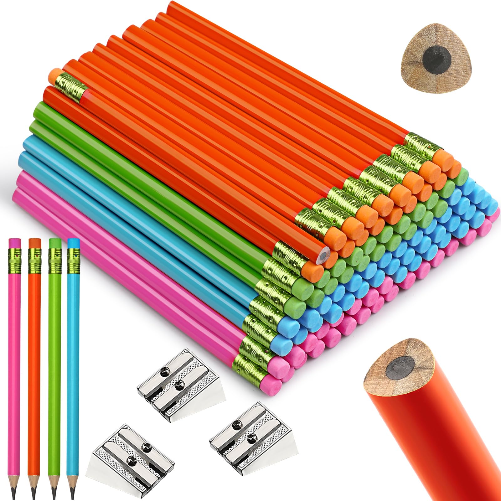 Fainne 102 Pcs Thick Fat Pencils Set 96 Jumbo Large Giant Big Pencils ...