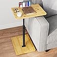Amazon.com: XNSDXV Bamboo C Table End Table Adjustable Height, 360°Swivel TV Tray for Couch ...