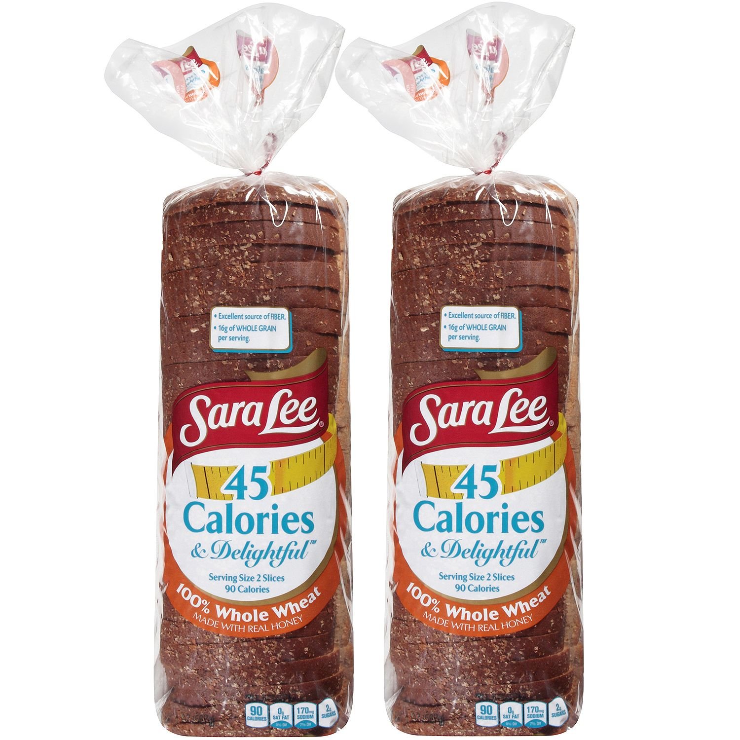 Amazon.com : Sara Lee 100% Whole Wheat w/Honey Bread - 20 oz. - 2 pk ...