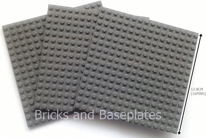 Bricks and Baseplates LEGO 3 x DARK GREY PLATE (Base Boards Baseplate ...