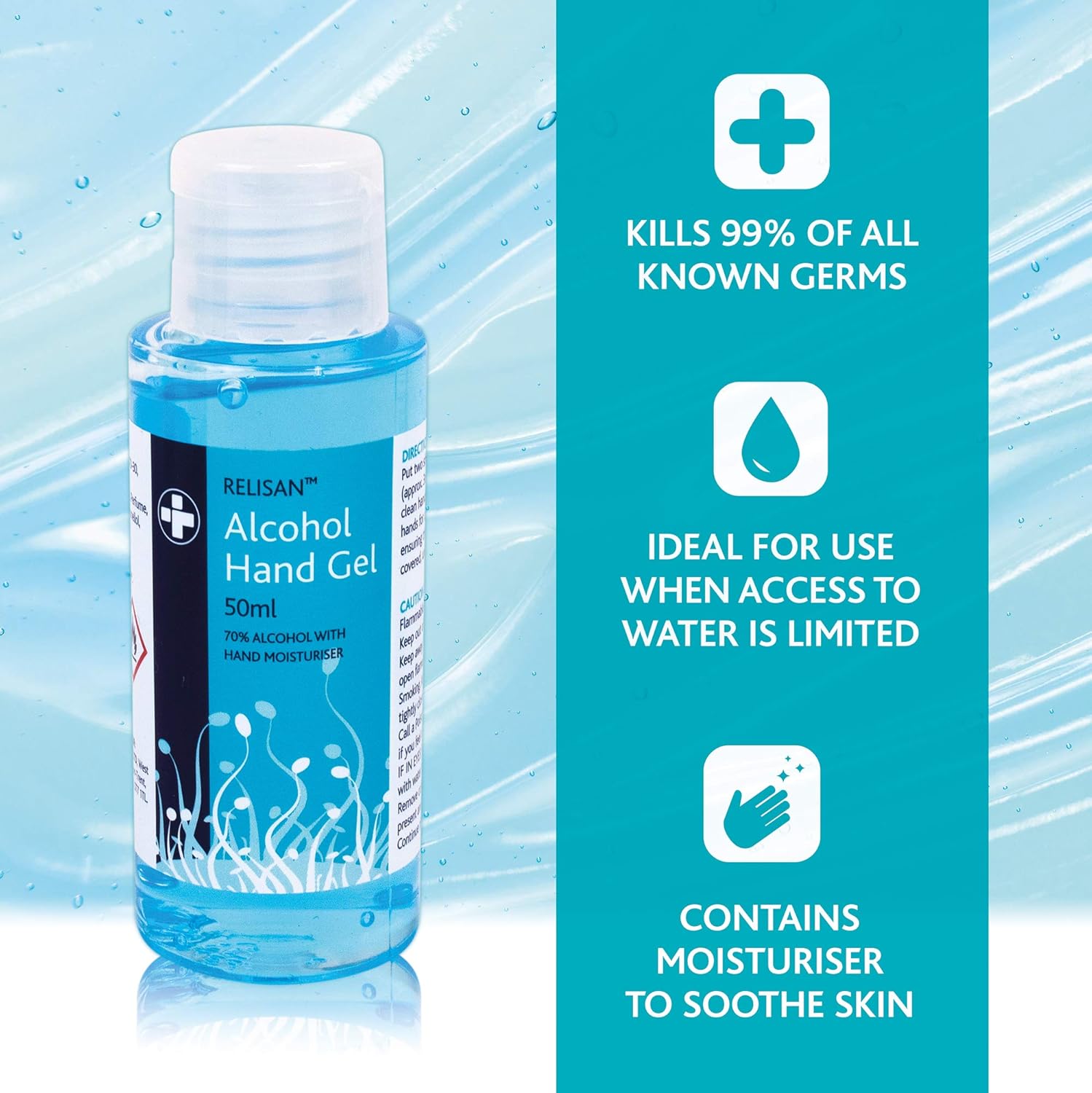 Reliance Medical Relisan Alcohol Hand Sanitiser Gel Bottle 50ml – 70% ...