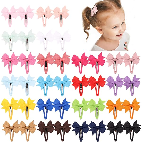 Mini Bow Clips 12 PCS Baby Bow Hair Clips - Mini Snap Clips For Infant ...