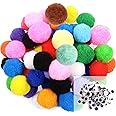 Amazon.com: TOAOB 100pcs 2 Inch Large Pom Poms with 100pcs Wiggle ...