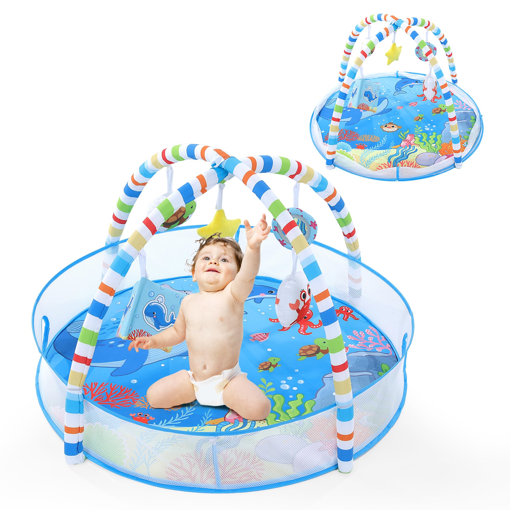 MABOZOO 4-in-1 Baby Activity Gym, Multi-Functional Ocean Play Mat Baby ...