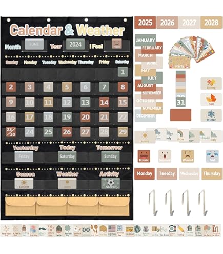 Calendar For Classroom 222-Piece Calendar Set - Pocket Chart With ...