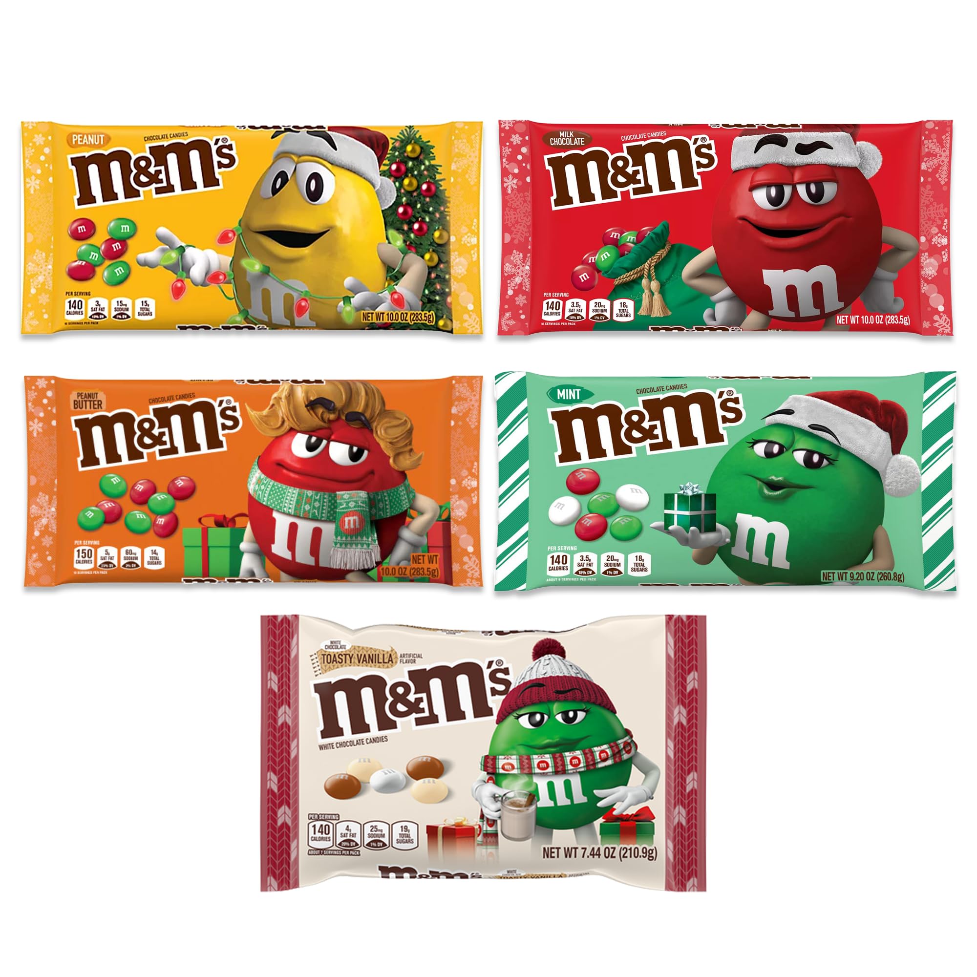 Mua Christmas M and Ms Variety 5 Pack of MMS Christmas Candy Bulk- Mint ...