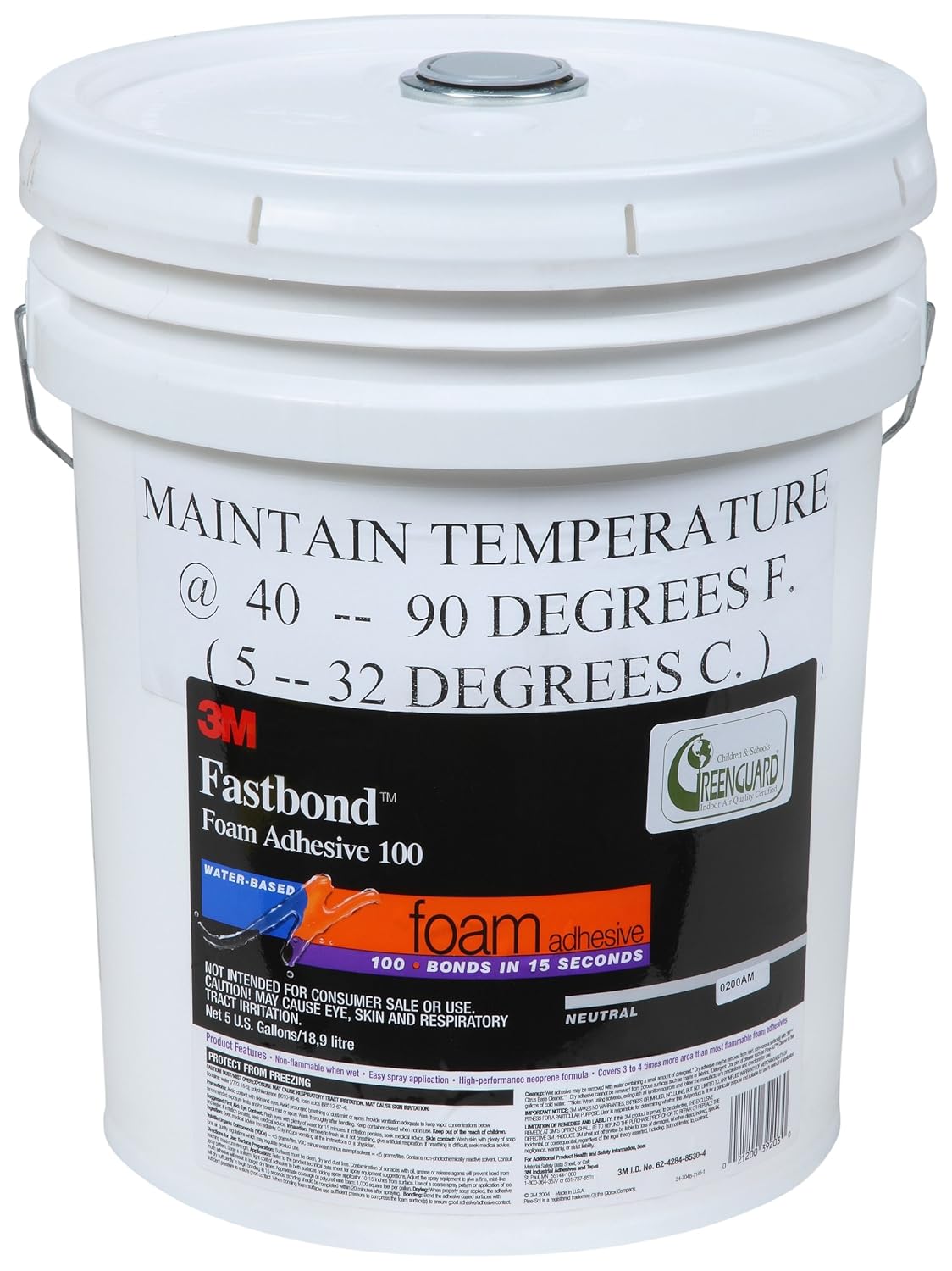 3M Fastbond Foam Adhesive 100NF Neutral, 5 gal Pail, 1 per case: Amazon ...