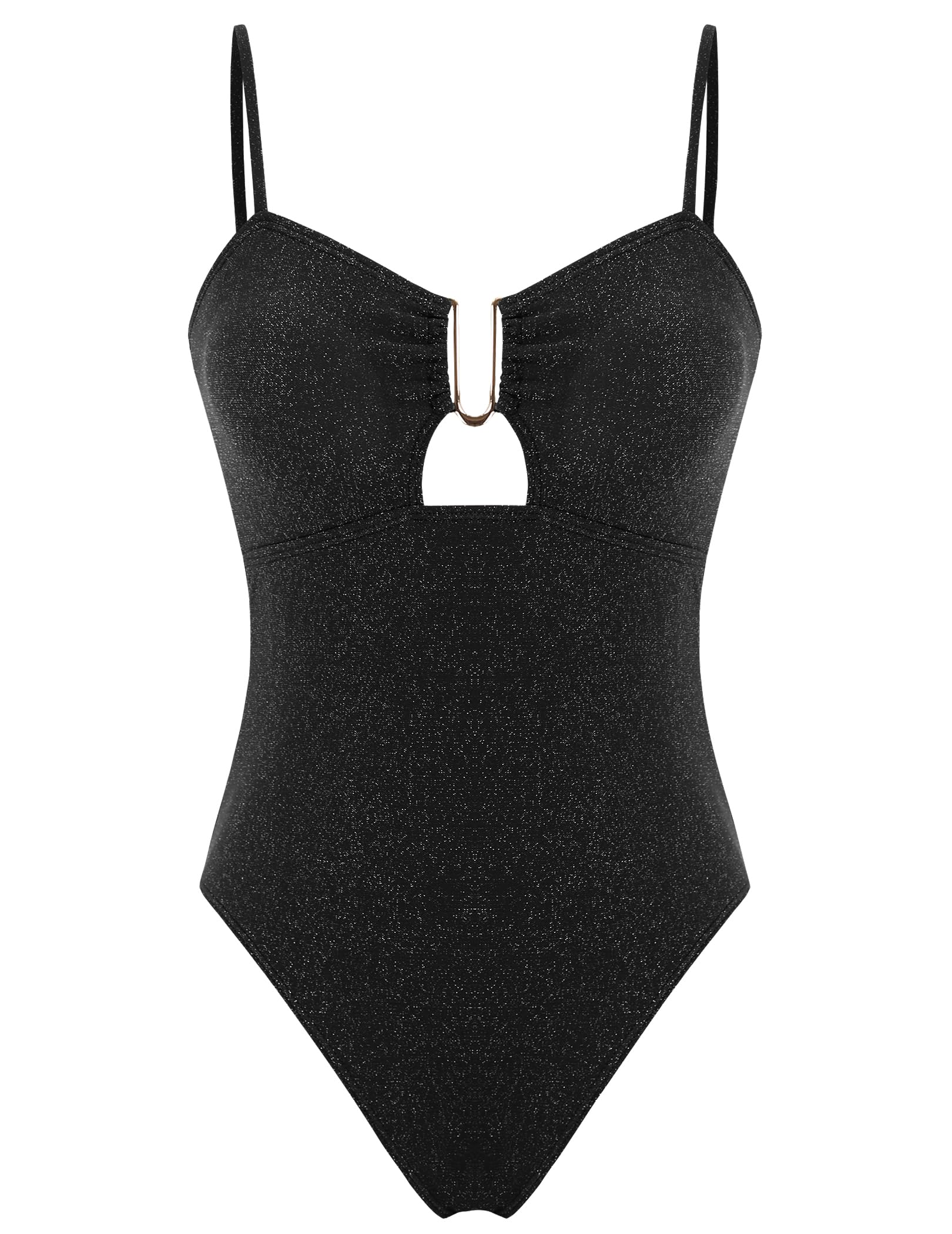 ZAFUL Women's Metallic Shiny One Piece Swimsuit Shimmer Tie Back ...