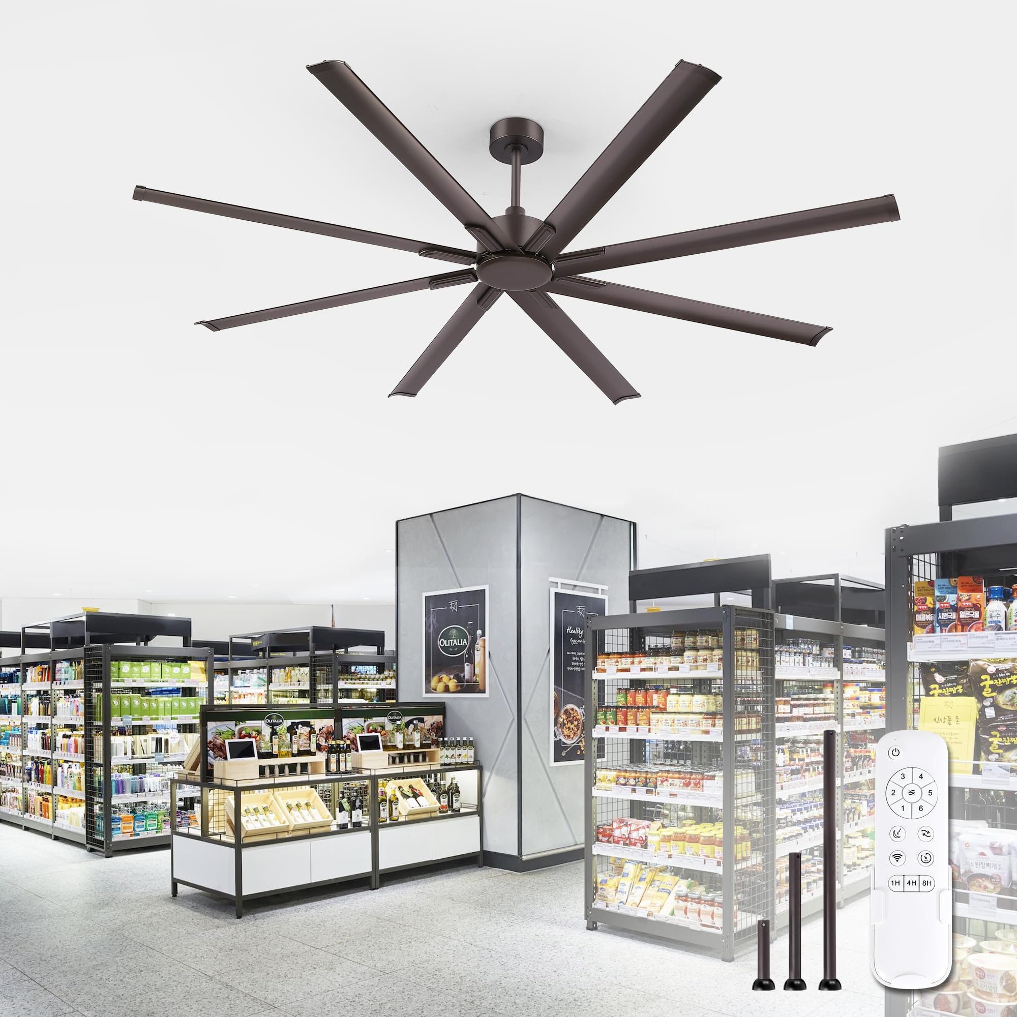 ZMISHIBO 84 Inch Industrial DC Motor Ceiling Fan, Large Ceiling Fan ...