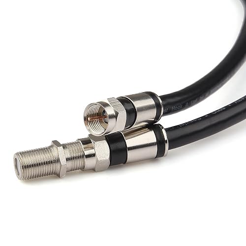 GTOTd Black Coaxial Cable (3 Feet) with RG6 F-Type Coax Cable Connector ...