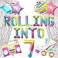 Amazon.com: JeVenis Rolling into 7 Birthday Decoration Rolling into 7 ...