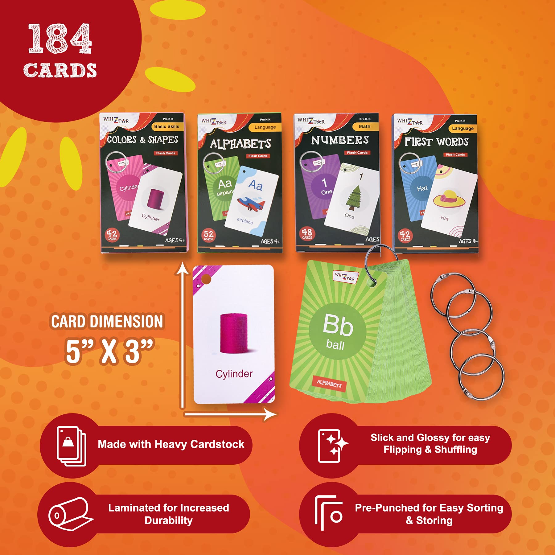 Mua Educational Flash Cards for Toddlers - Set of 4 184 Cards Numbers ...