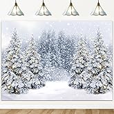 Amazon.com : Renaiss 7x5ft Winter Snow Forest Backdrop Snowflake Wonderland White Xmas Pine ...
