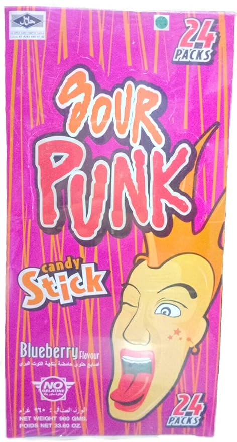 Sour Punk Blueberry Candy Sticks 40g (Pack of 24): Amazon.in: Grocery ...