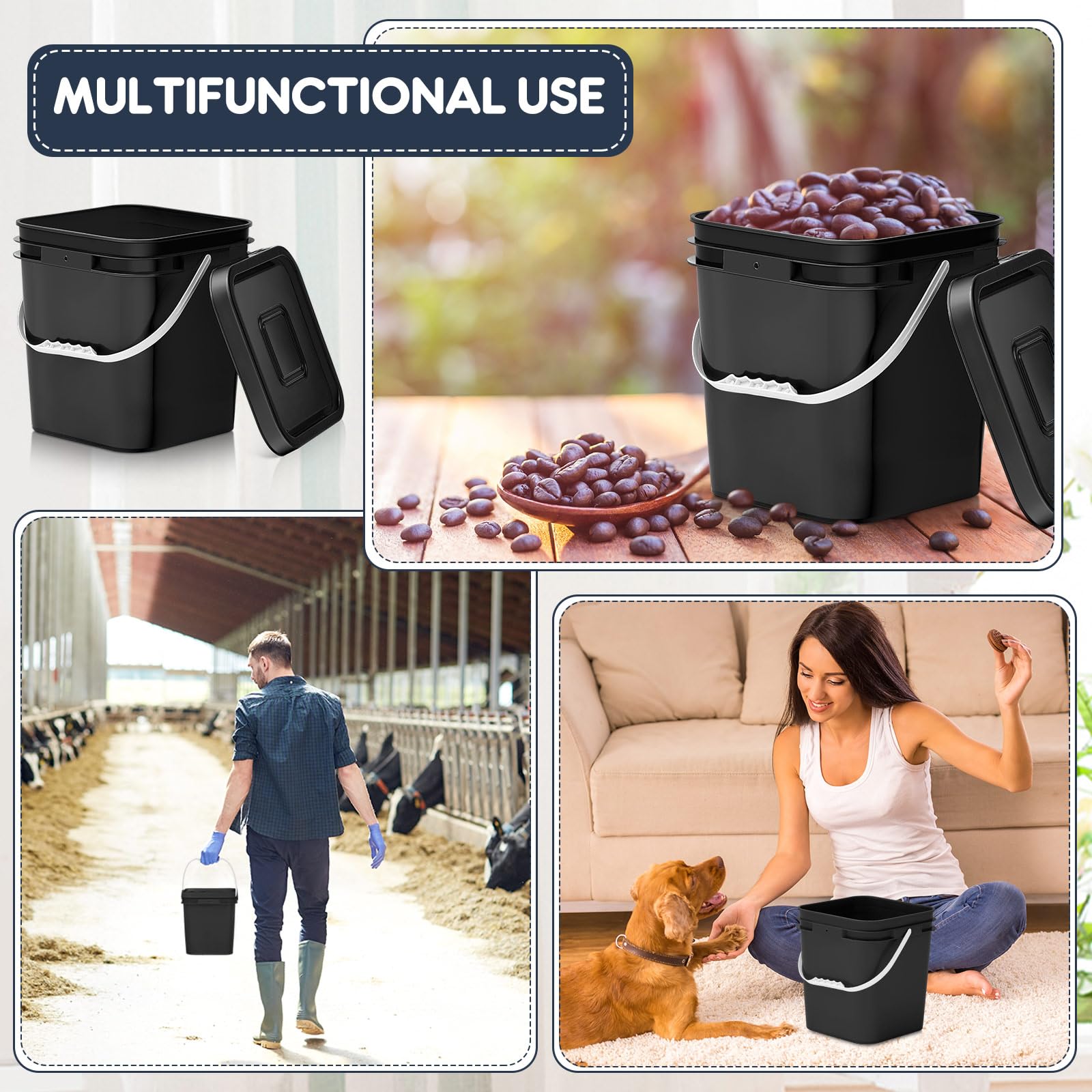 Mua Mumufy 5 Pcs 3.5 Gallon Square Food Grade Bucket Square Bucket with ...