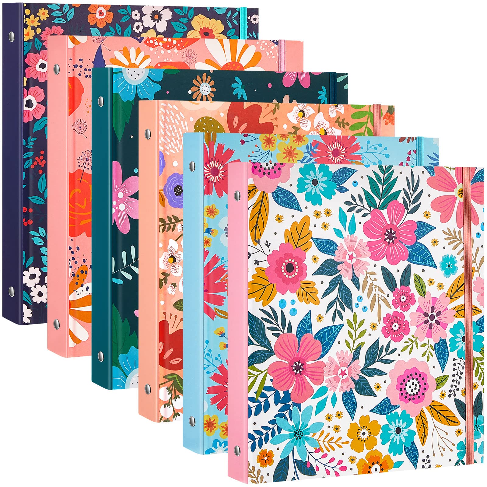 6 Pack Mini Binders 5.5 x 8.5 Three Ring 1 Inch Marble Binder with ...