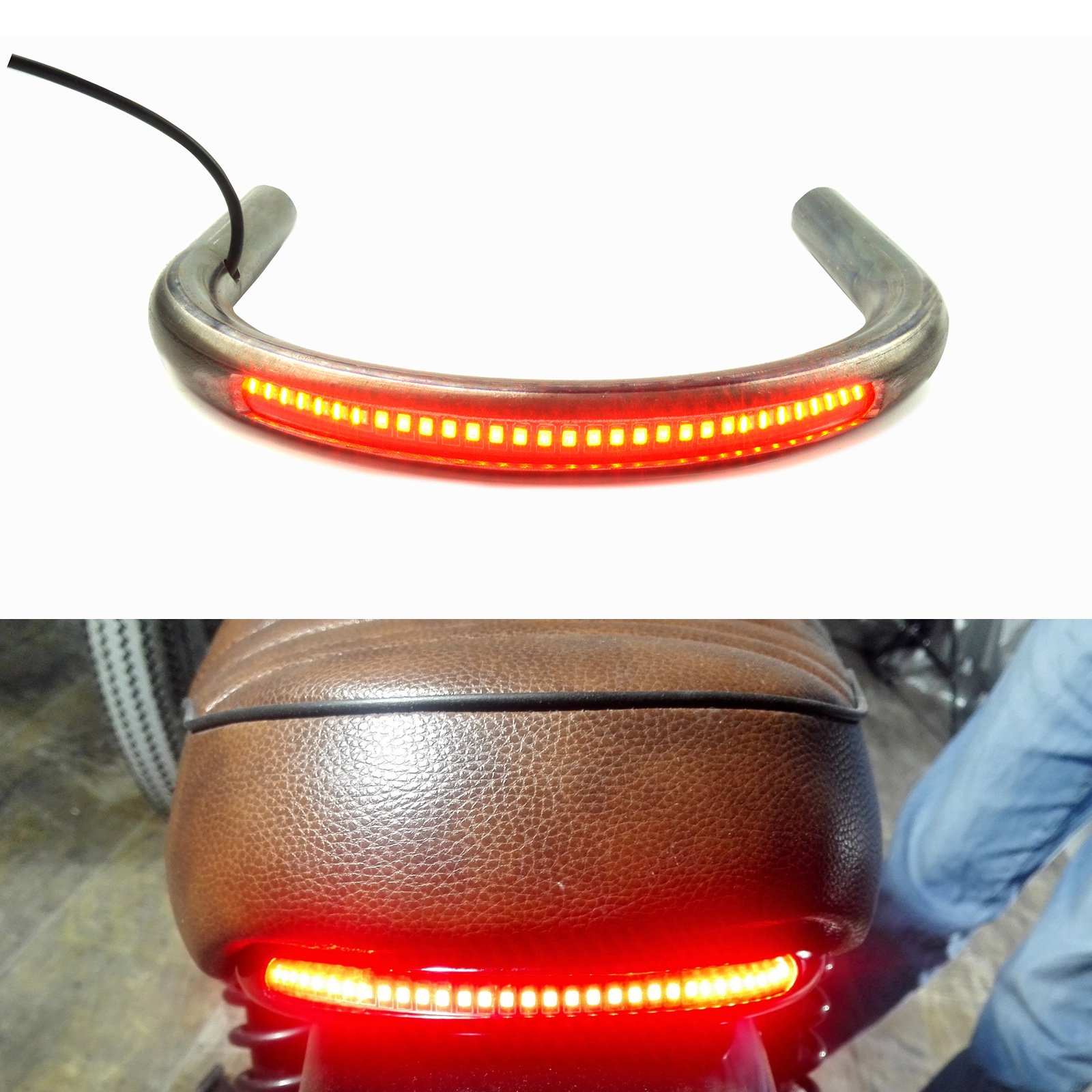 TADAFA Retro Motorcycle Cafe Racer Seat Frame Hoop Brat Loop with LED ...