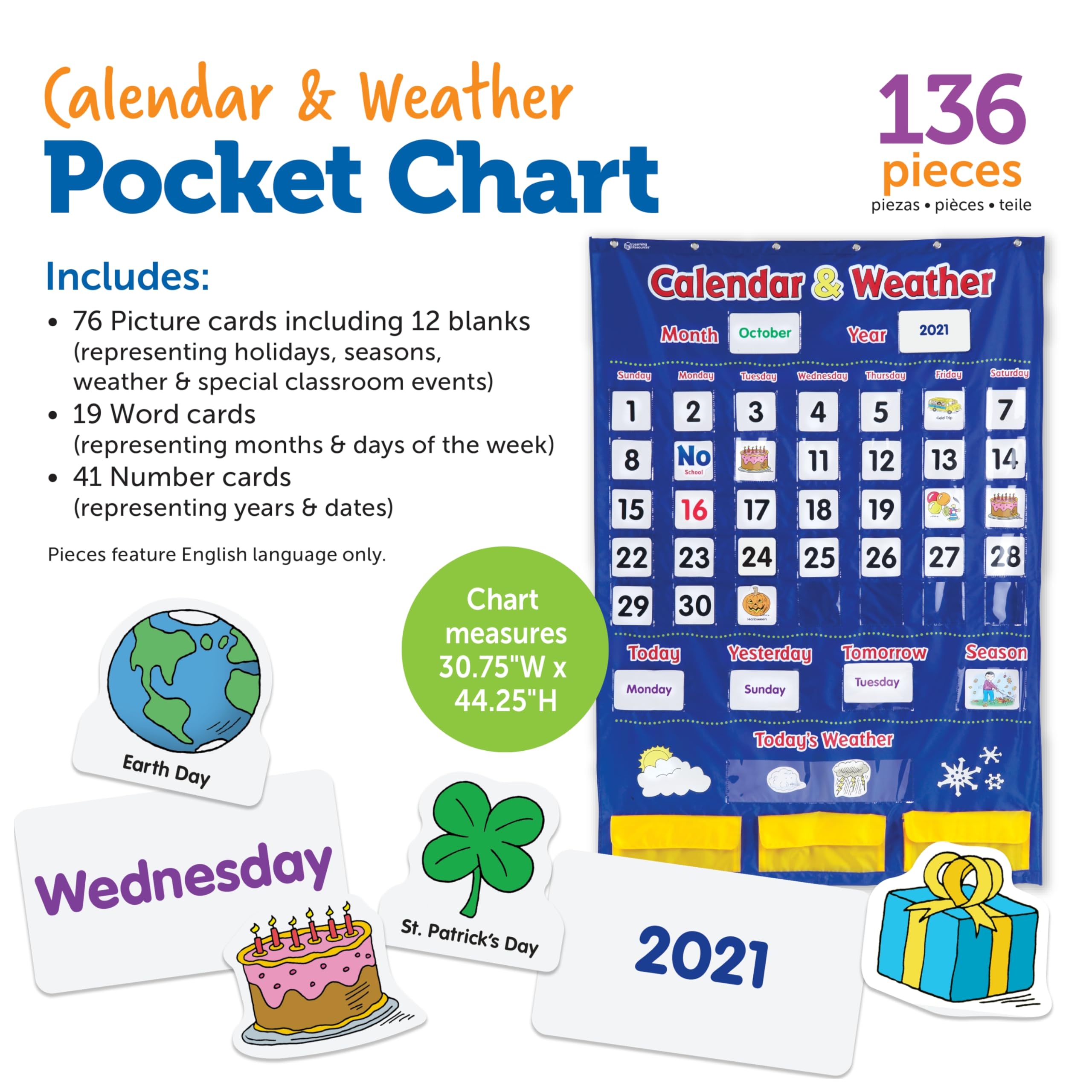 Mua Learning Resources Calendar & Weather Pocket Chart - Classroom Must ...
