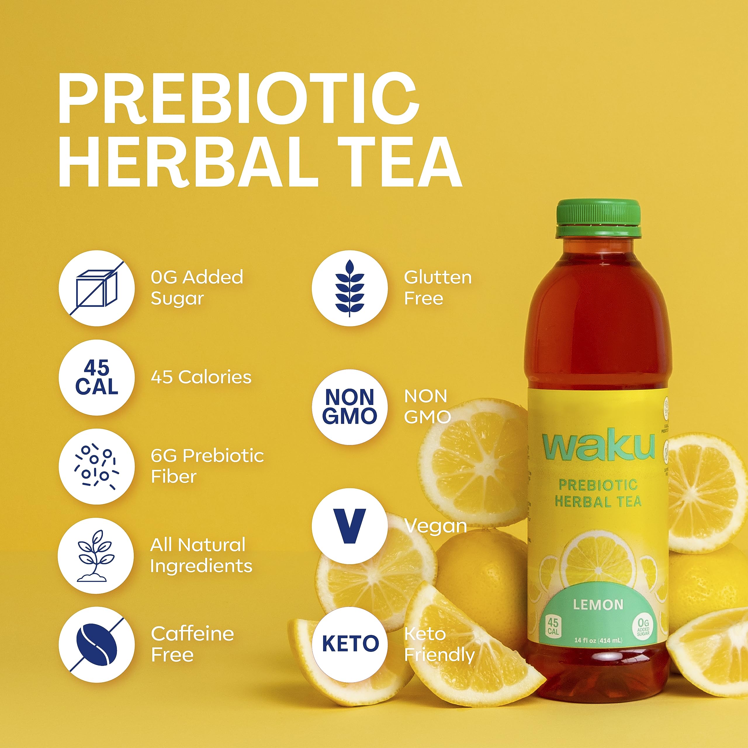Mua Waku Prebiotic Herbal Iced Tea | Lemon | Keto, Zero Sugar, Caffeine ...
