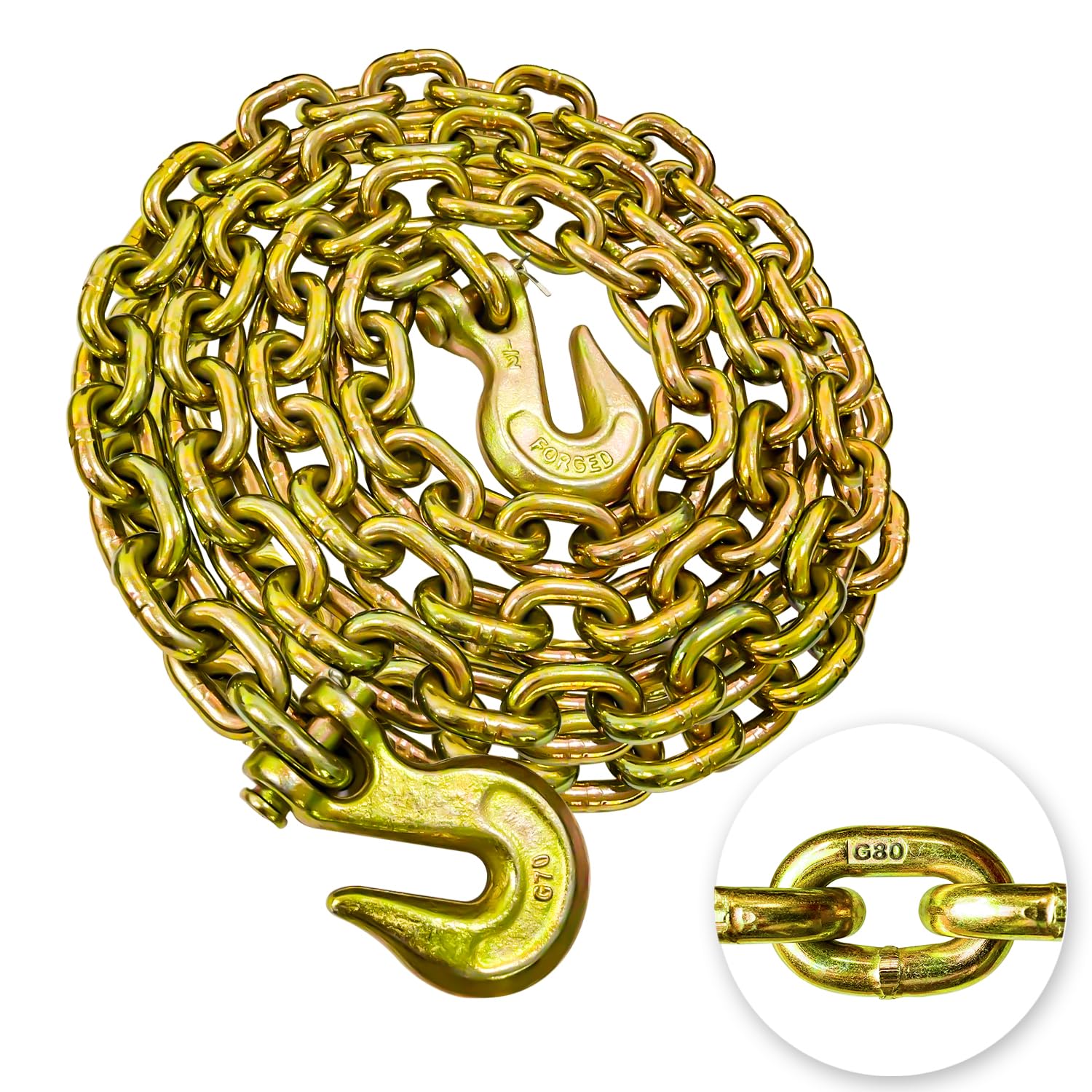 YATOINTO G80 Transport Binder Chain 1/2 Inch x 16 Foot Safety/Binder ...