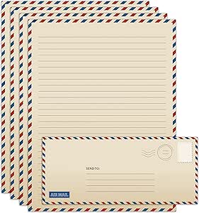 Amazon.com : Vintage Airmail Stationery Paper Set, 100-Piece Set (50 ...