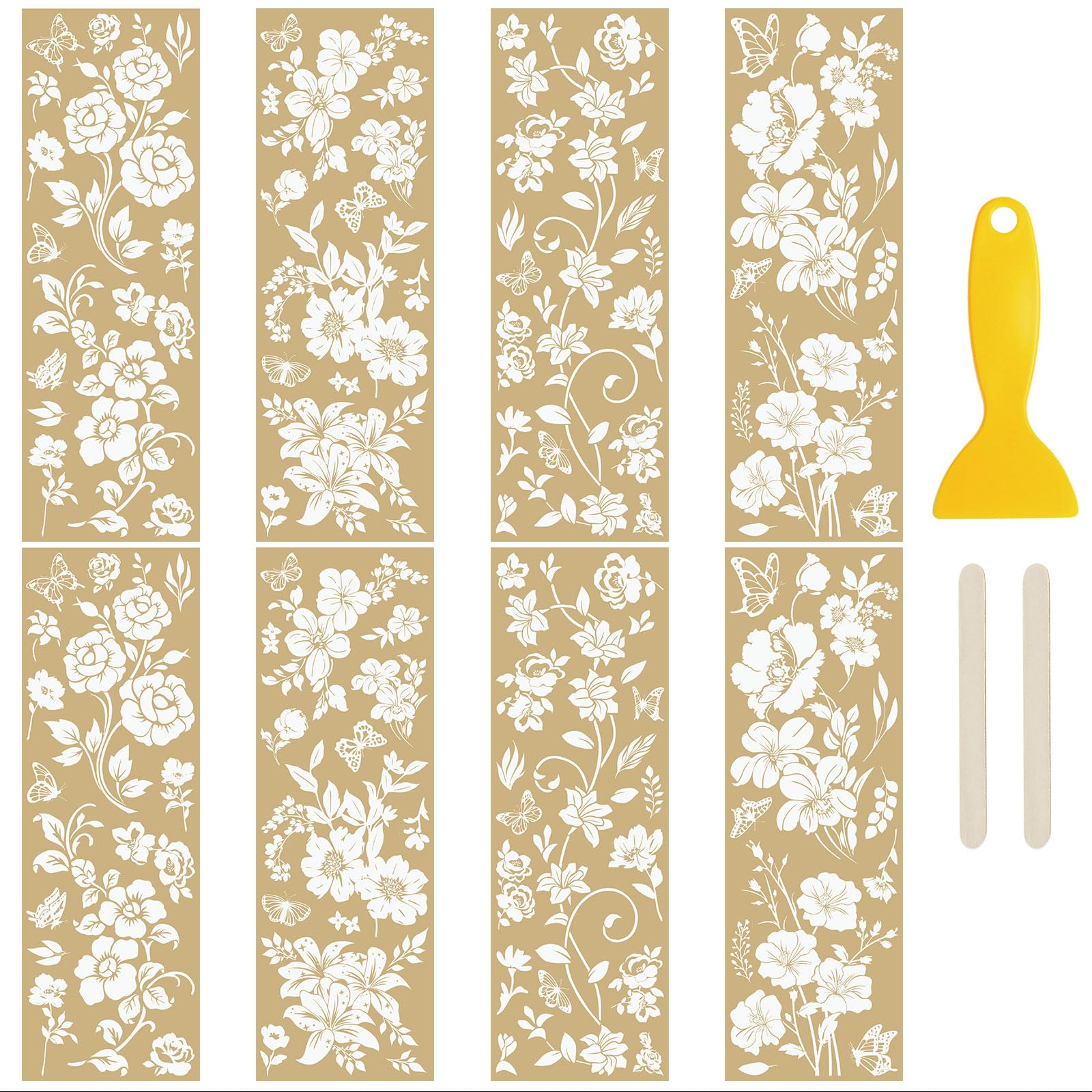 WANDIC 8 Sheets Gilding Flower Rub On Transfer Sticker, Gold Stamping ...