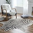 Amazon.com: JINCHAN Zebra Area Rug with Silver Foil 5x7 Faux Cowhide ...