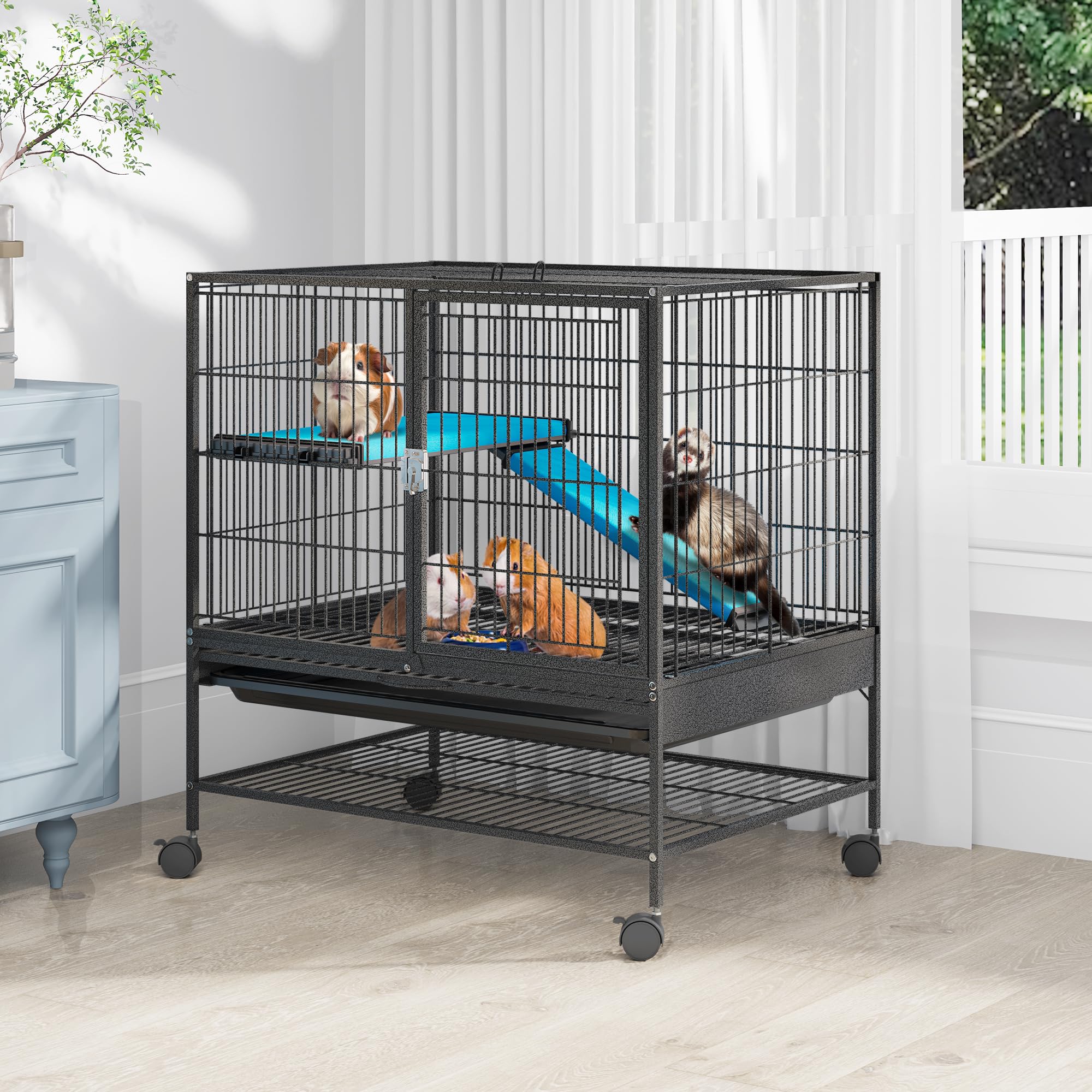 YITAHOME Metal 2-Tiers Small Animal Cages for Adult Rats Ferret ...