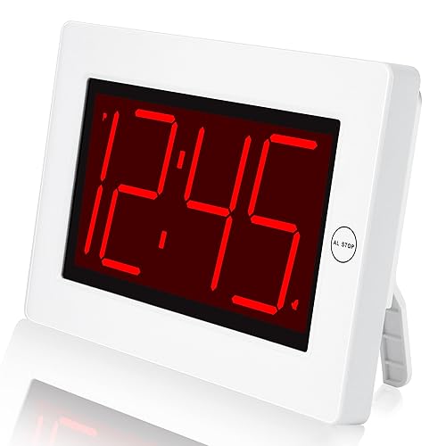 KWANWA Small Wall Clock, Digital Alarm Clock, 8" Extra Large Display, 3 ...