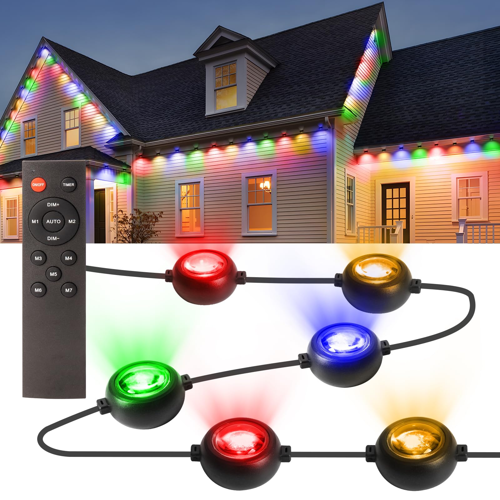 Heceltt 99FT 60 LED Permanent Outdoor Lights, Eaves Lights Waterproof ...