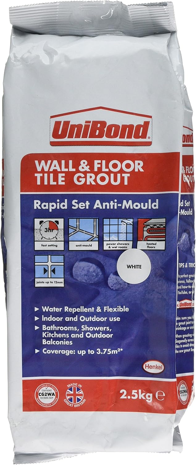 UniBond 2026575 2.5 kg Rapid Set Flexible Wall and Floor Tile Grout ...