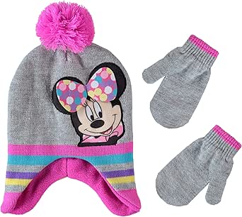 Amazon.com: Disney Toddler Girls Minnie Mouse Winter Hat and Mitten Set ...