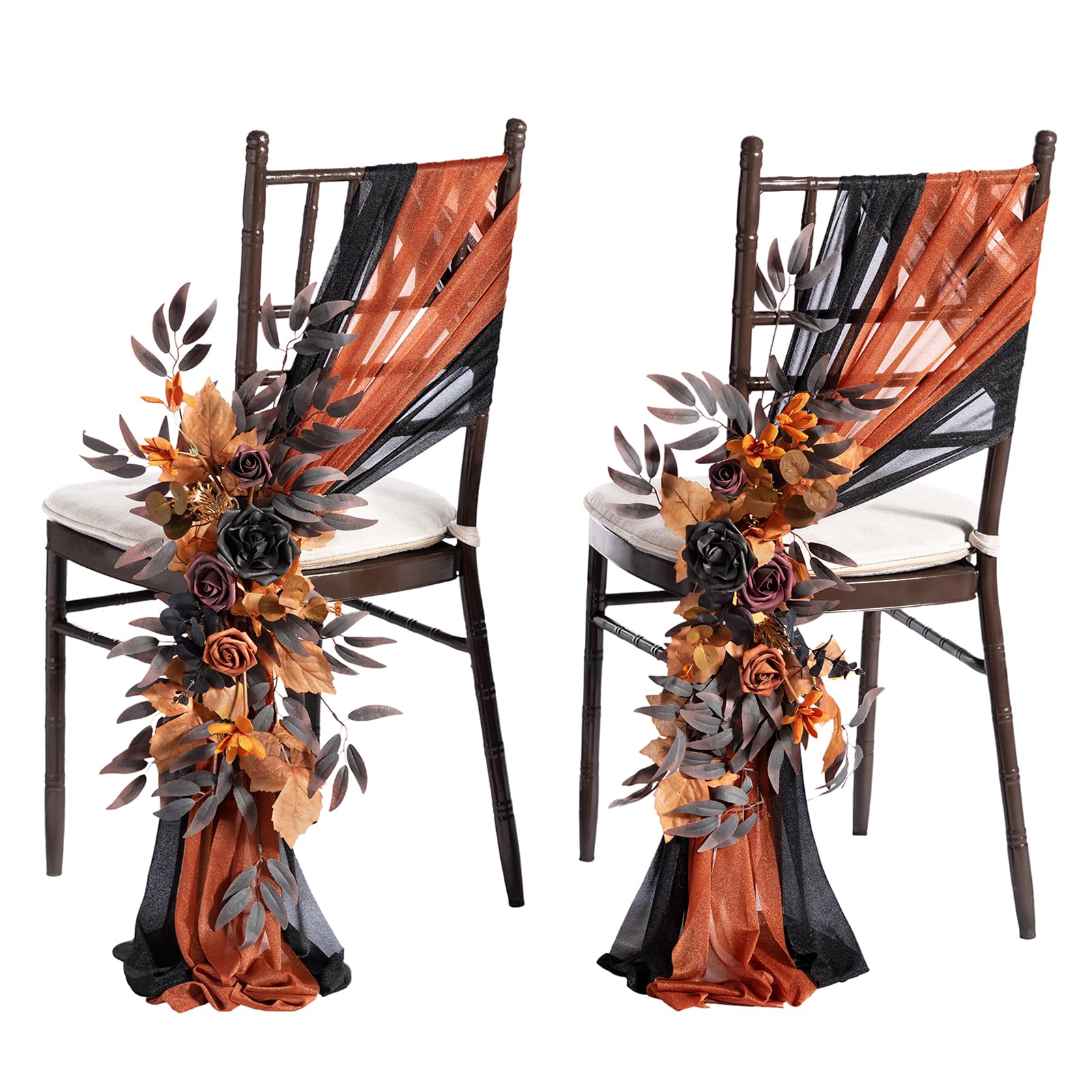 Ling's Moment 8 Fall Wedding Chair Decorations Aisle Pew Church ...