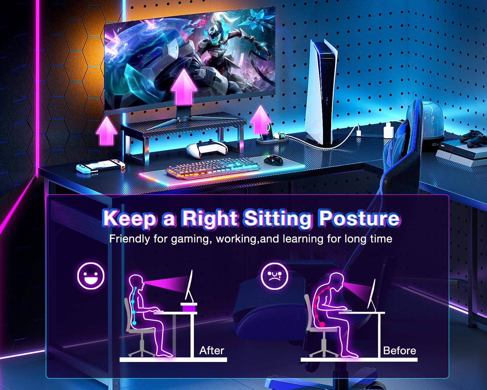 Mua Casaottima 51 inch L Shaped Gaming Desk with Power Outlets and USB ...