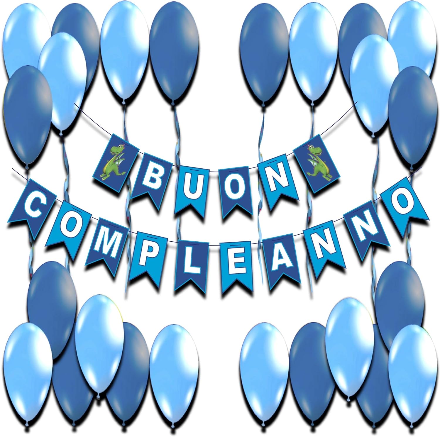 Ghirlande, festoni e coriandoli Addobbi Festa Blu Bambino Scritta Buon ...