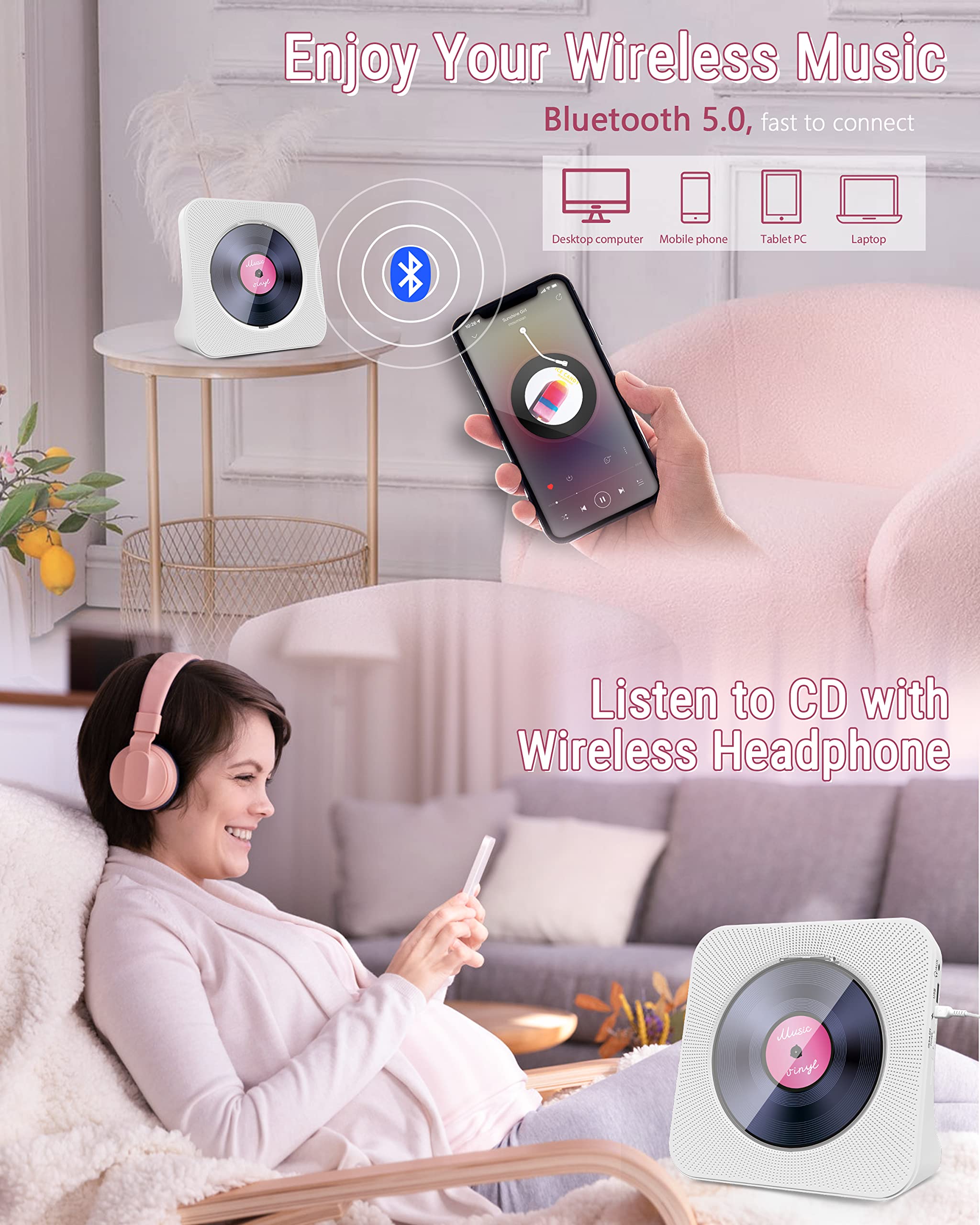 Mua Greadio Portable CD Player with Bluetooth 5.0, CD Music with Remote ...