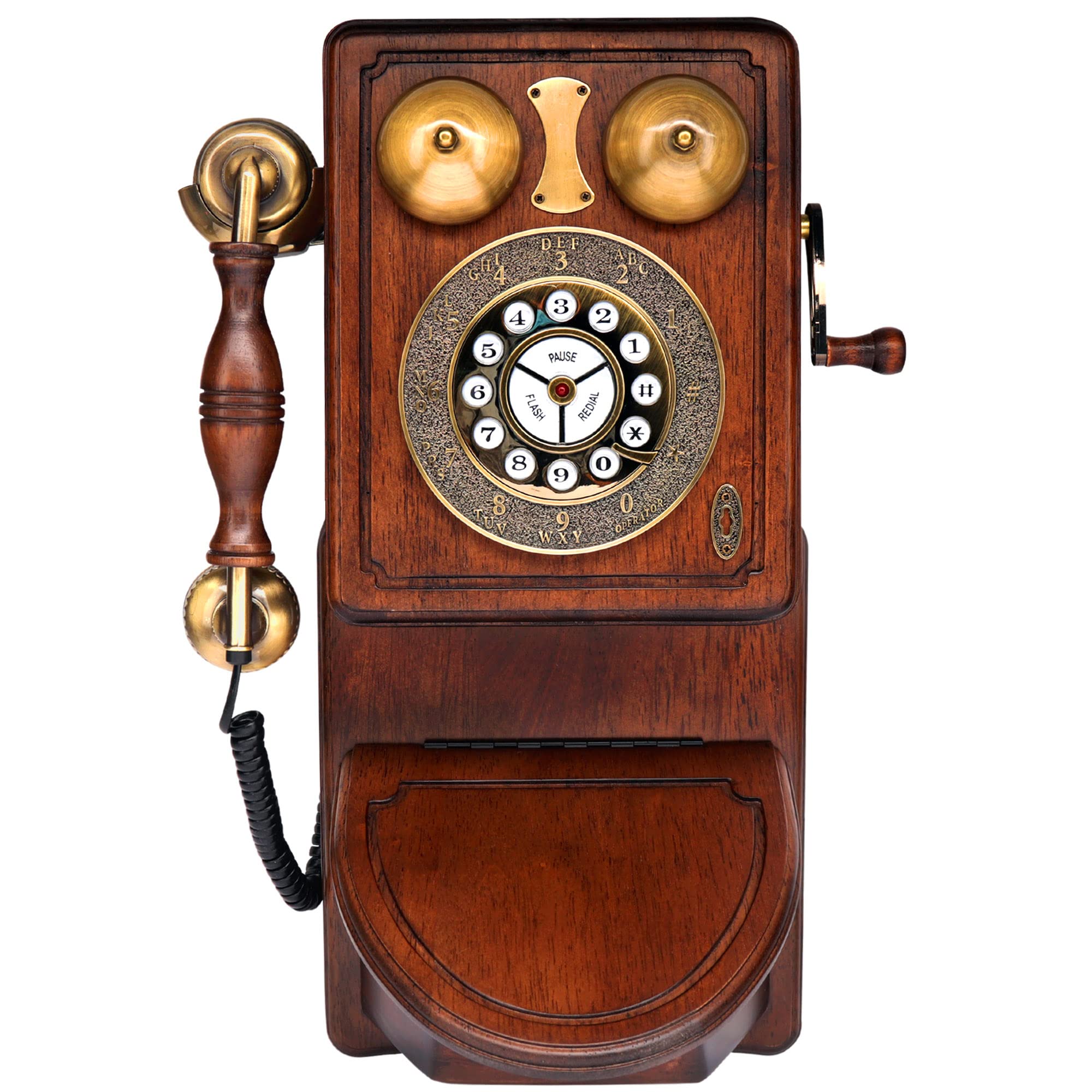 Pyle Vintage Classic Wall-Mount Corded Phone – Retro Design with Crank ...