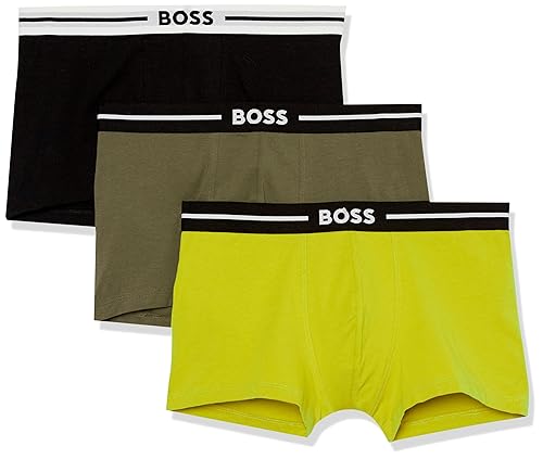 BOSS Men's Three Pack Bold Trunk with Seasonal Color, Olive Green ...