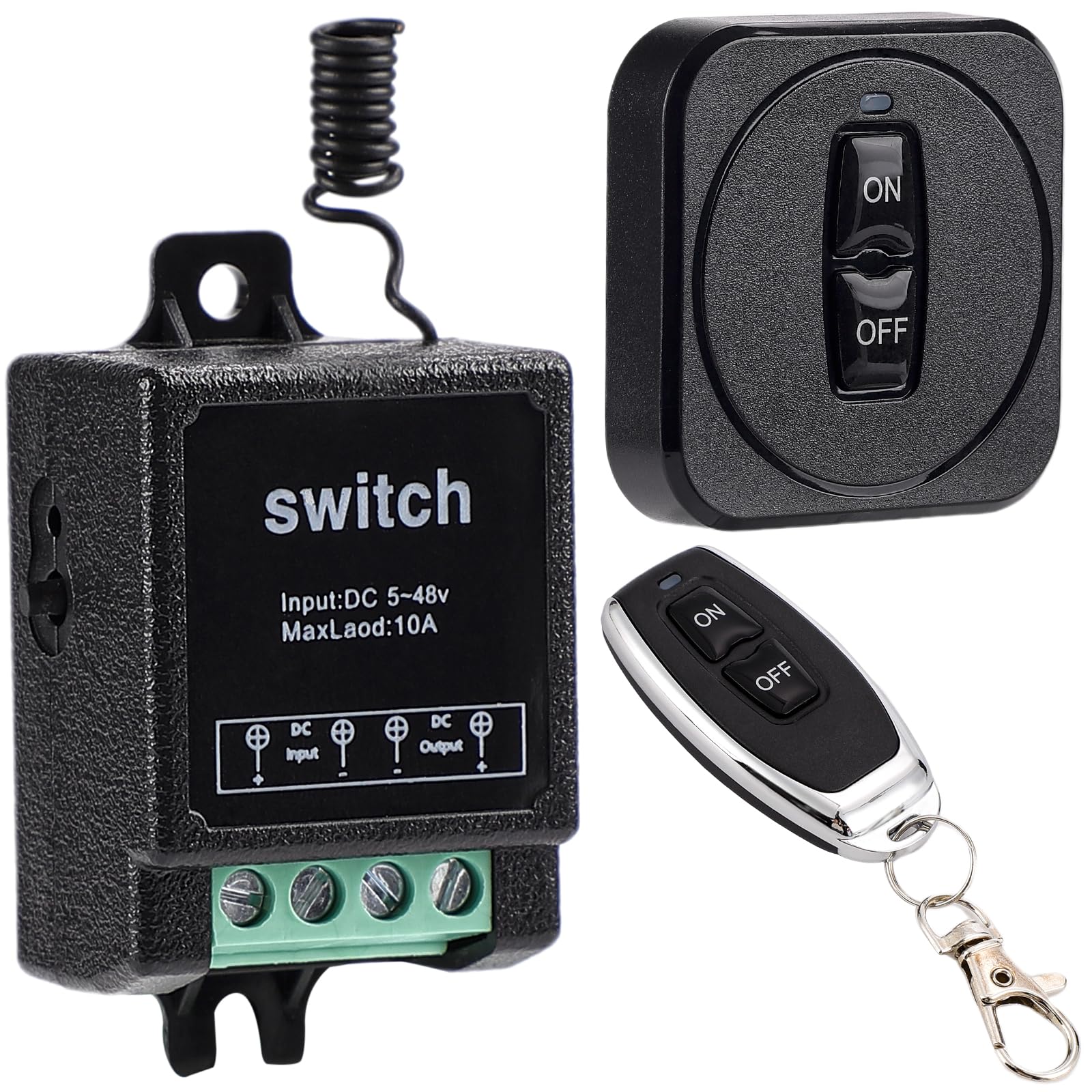 CYFIE Wireless Remote Control Switch, DC 5V/12V/48V 10A Relay Light ...