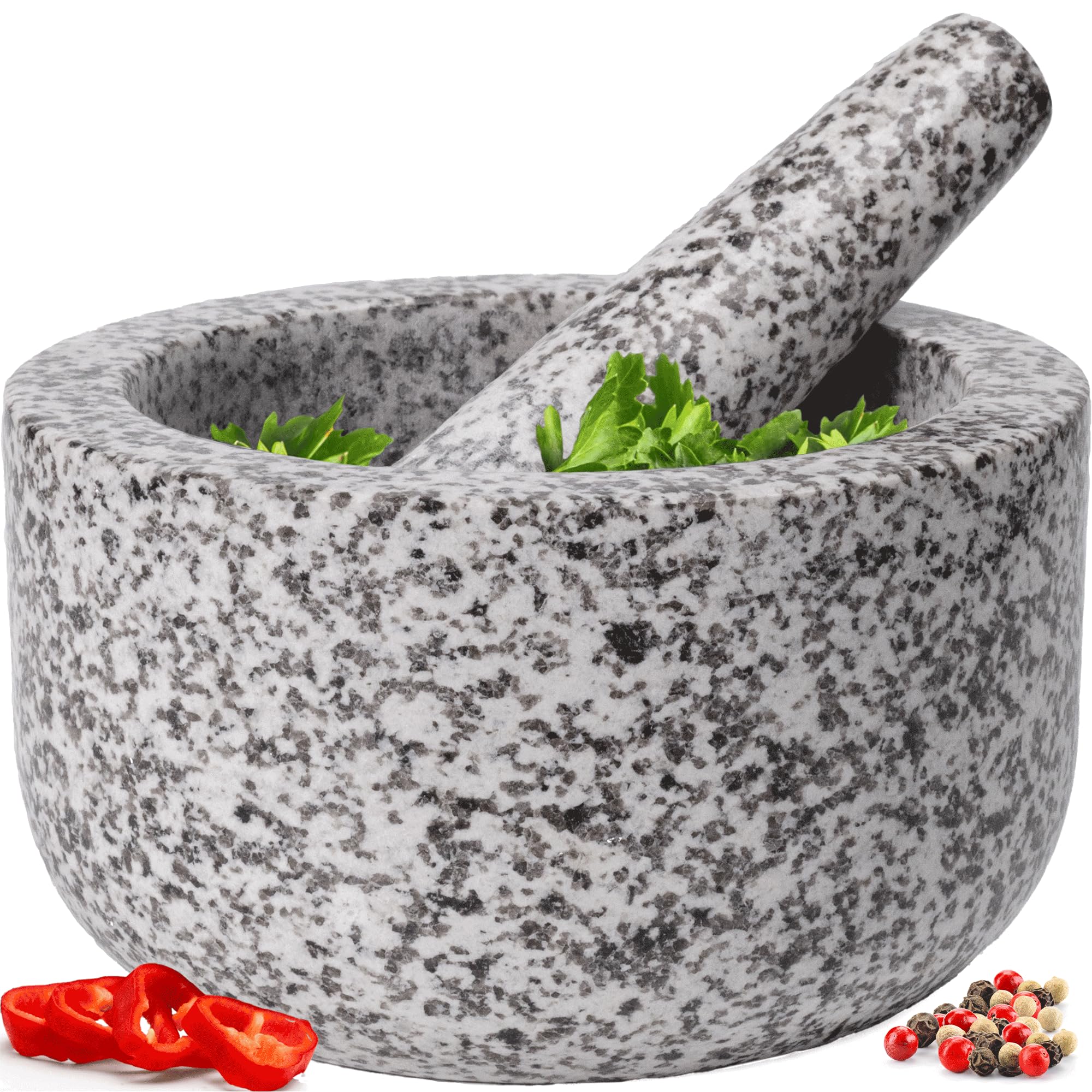 Heavy Duty Natural Granite Mortar and Pestle Set, Hand Carved, Make ...