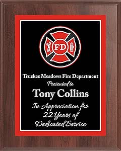Amazon.com : Engraved Fire Department Award Plaque, Free Engraving ...