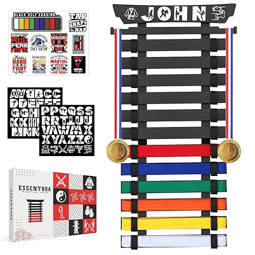 ESSENTURA 12 Belt Karate Belt Display Rack, Pure Bamboo Wood, Themed ...