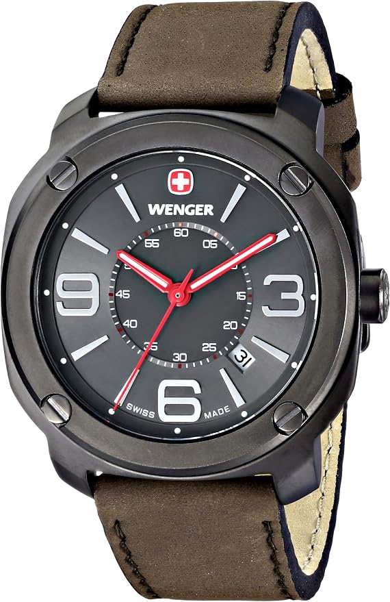 wenger 011051104 Montre Bracelet Homme, Cuir, Couleur: Marron: Amazon ...