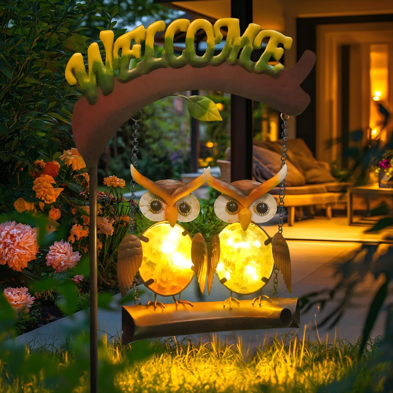 HONGLAND Solar Lights Outdoor Decor, Owl Swing Garden Decor, Owl Gifts ...