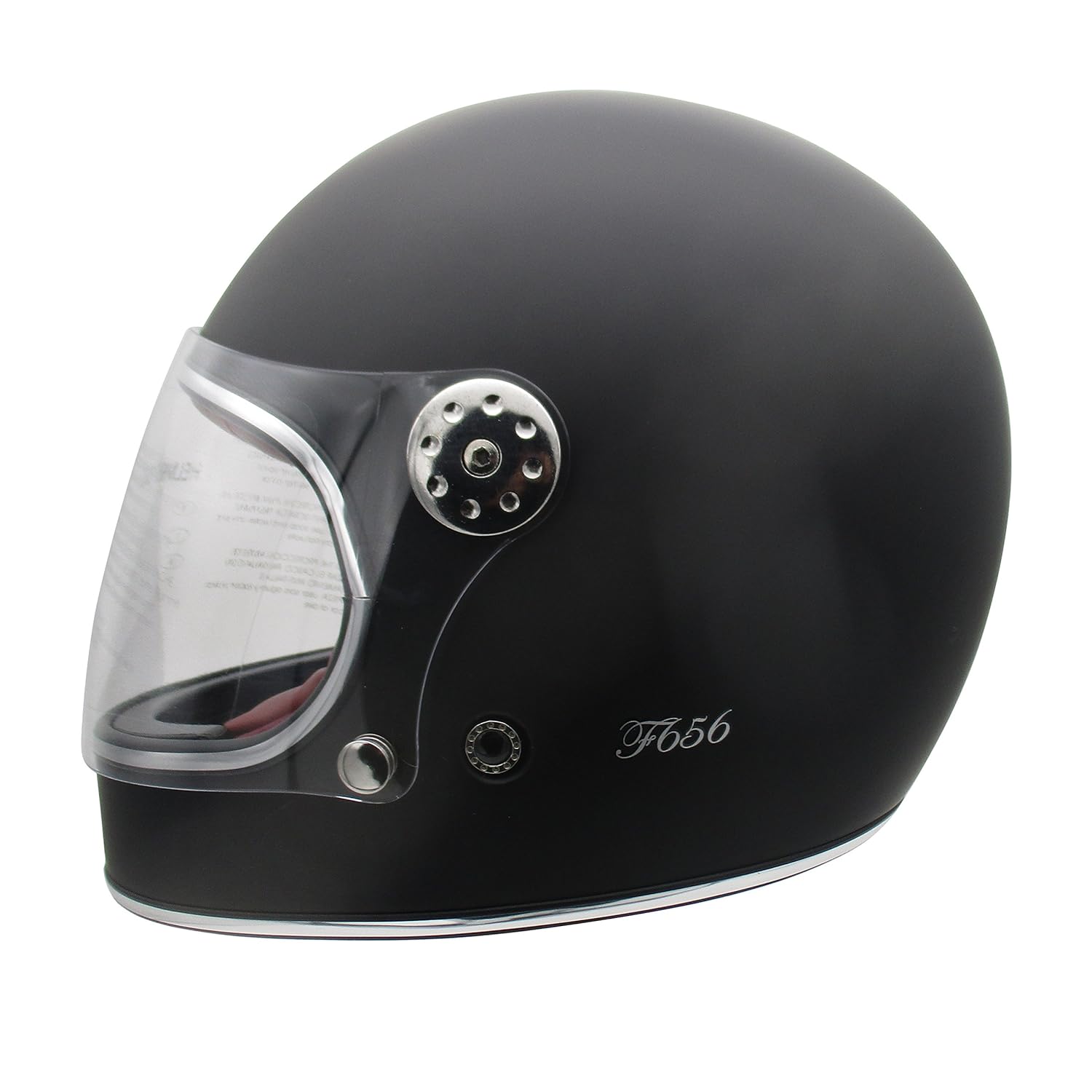Viper F656 Vintage Full Face Fiberglass Motorcycle Helmet Matt Black L ...