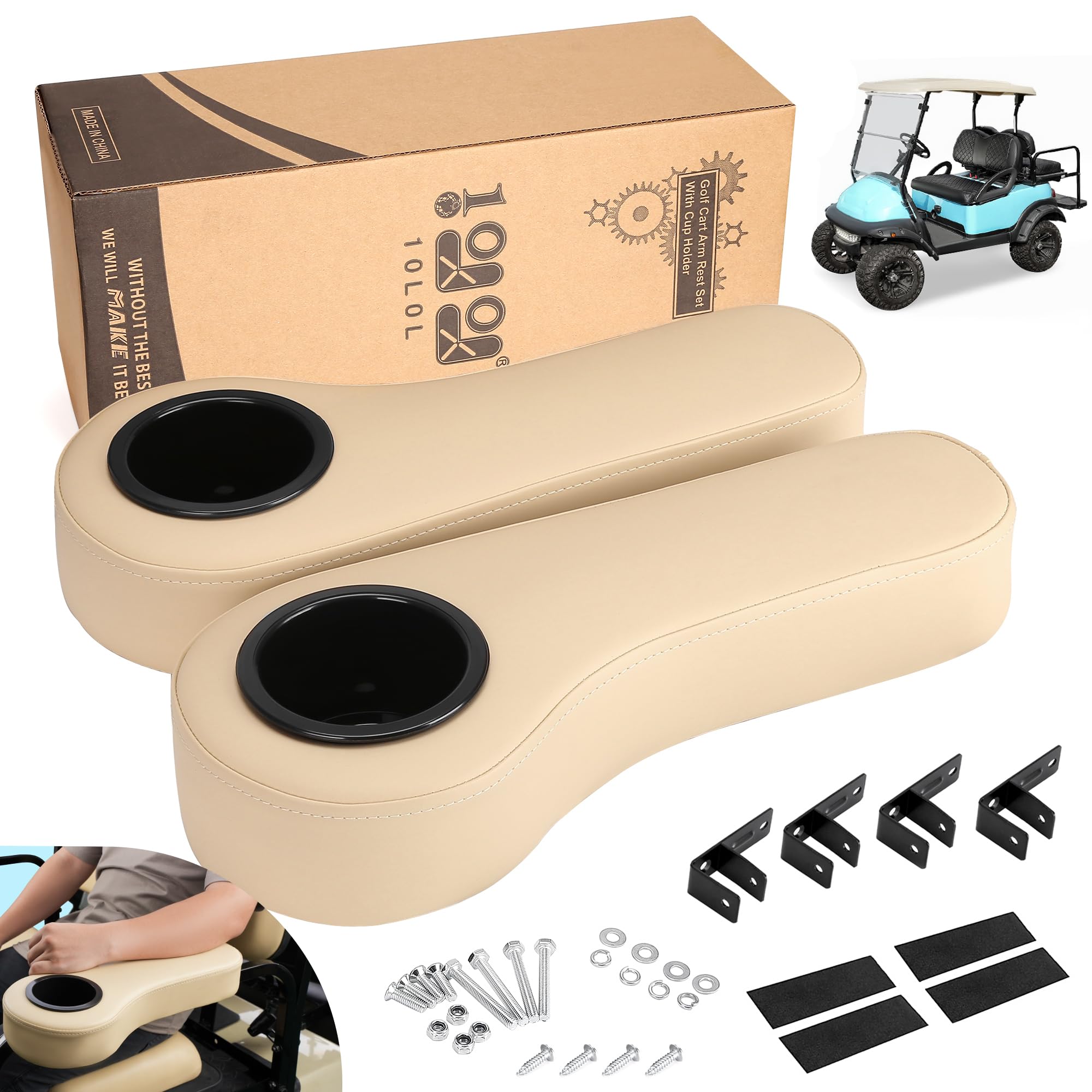 10L0L Golf Cart Rear Seat Kit Arm Rest Set with Cup Holder for Yamaha ...