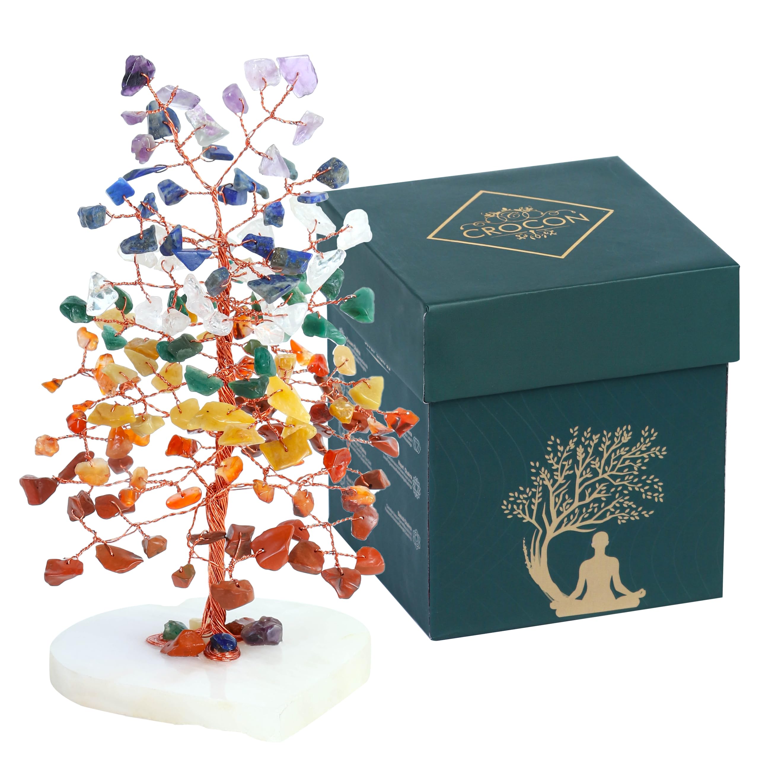 Crocon Crystal Heart Base Tree of Life Gifts for Women, Seven Chakra ...
