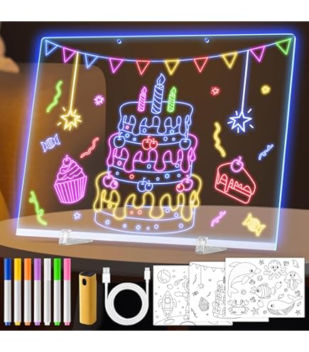 Led Drawing Board For Kids LED Note Board With Colors, Magnetic Drawing ...