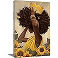 Amazon.com: QIXIANG African American Canvas Wall Art Black Queen Portrait Posters Yellow ...